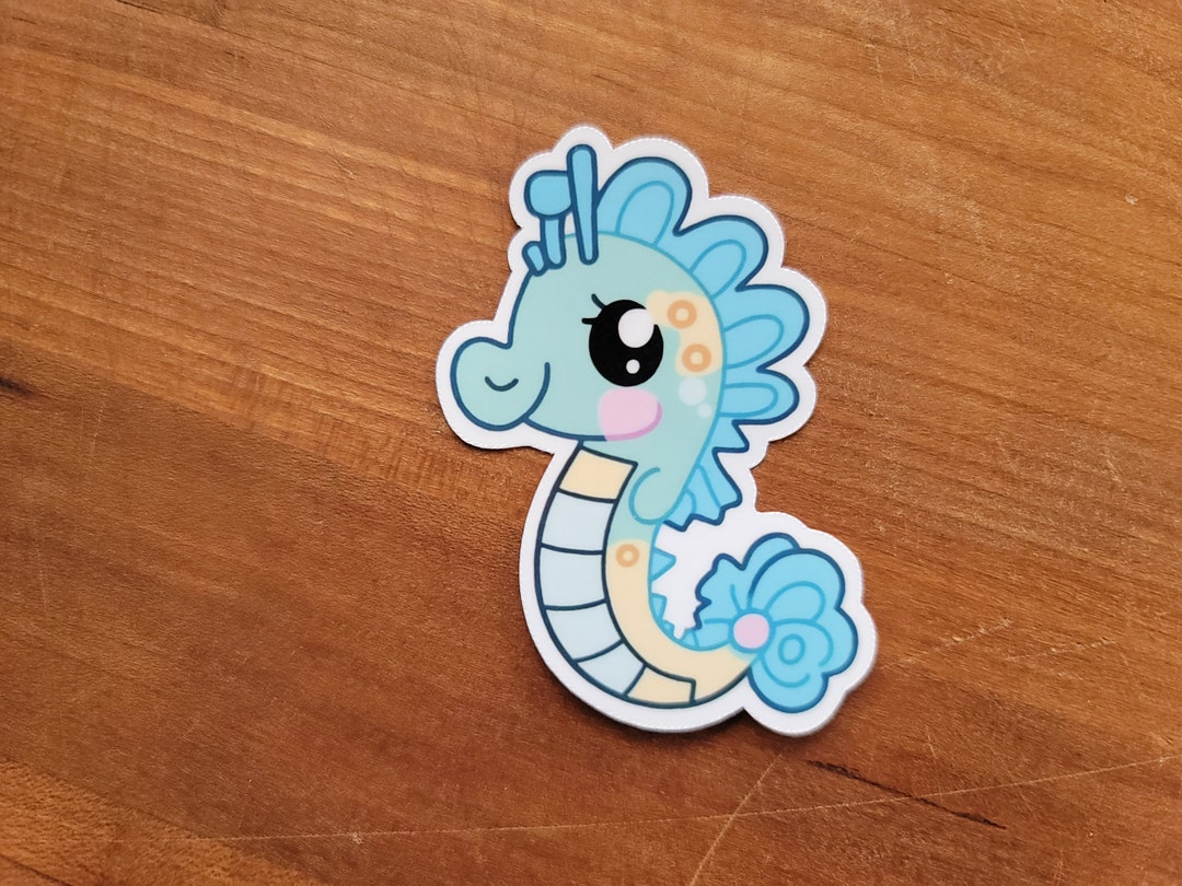 Cute Seahorse Vinyl Sticker | Kawaii Seahorse Sticker | Water Bottle ...