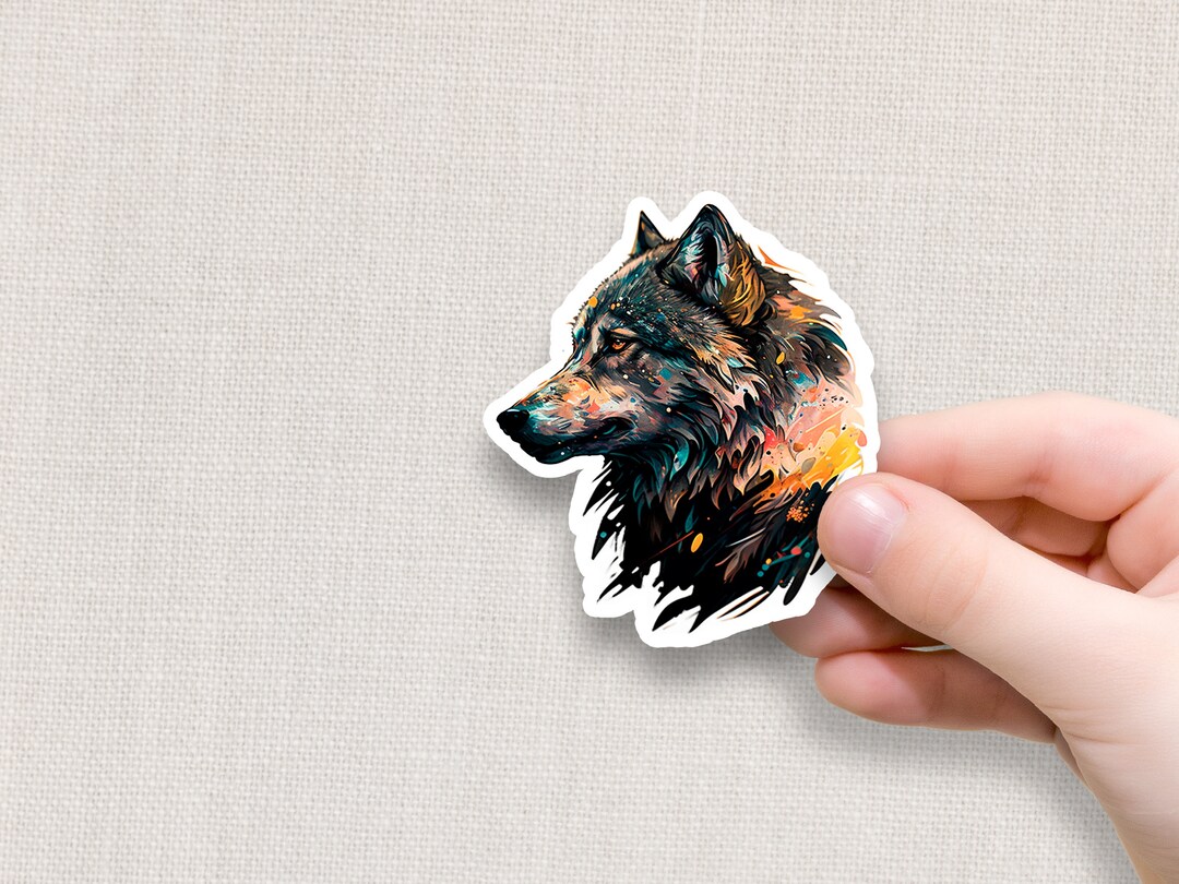 Painted Wolf Vinyl Sticker | Water Bottle Sticker | Laptop Sticker ...