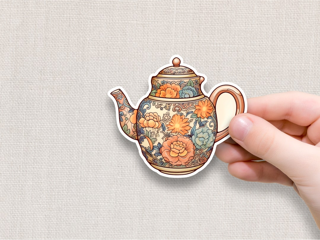 Warm Porcelain Teapot Vinyl Sticker | Warm Vibes Sticker | Water Bottle ...