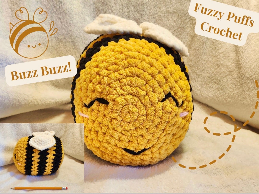 Giant Bee Plush Jumbo Bee Plush Crochet Handmade Bee Stuffy Made With ...