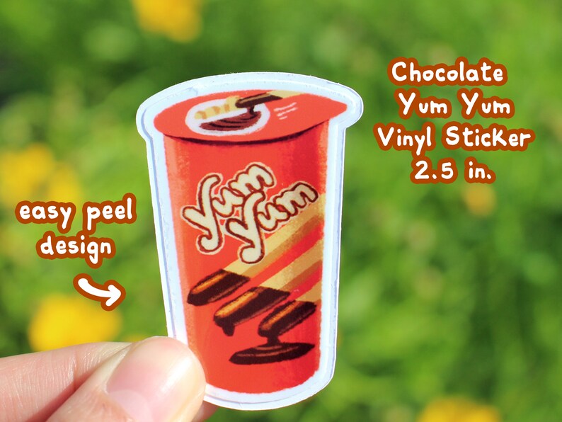 Chocolate Yum Yum Sticker Water-resistant, Laminated, Vinyl Die-cut ...