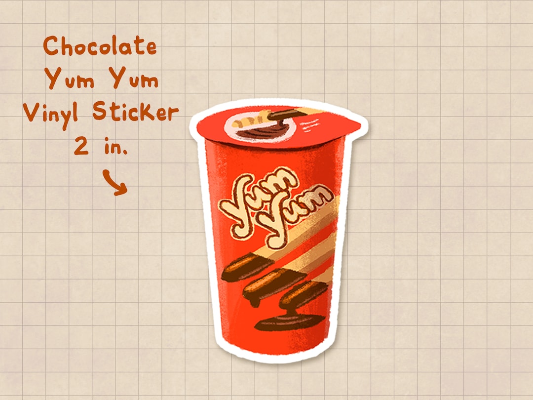 Chocolate Yum Yum Sticker | Water-resistant, Laminated, Vinyl Die-cut ...