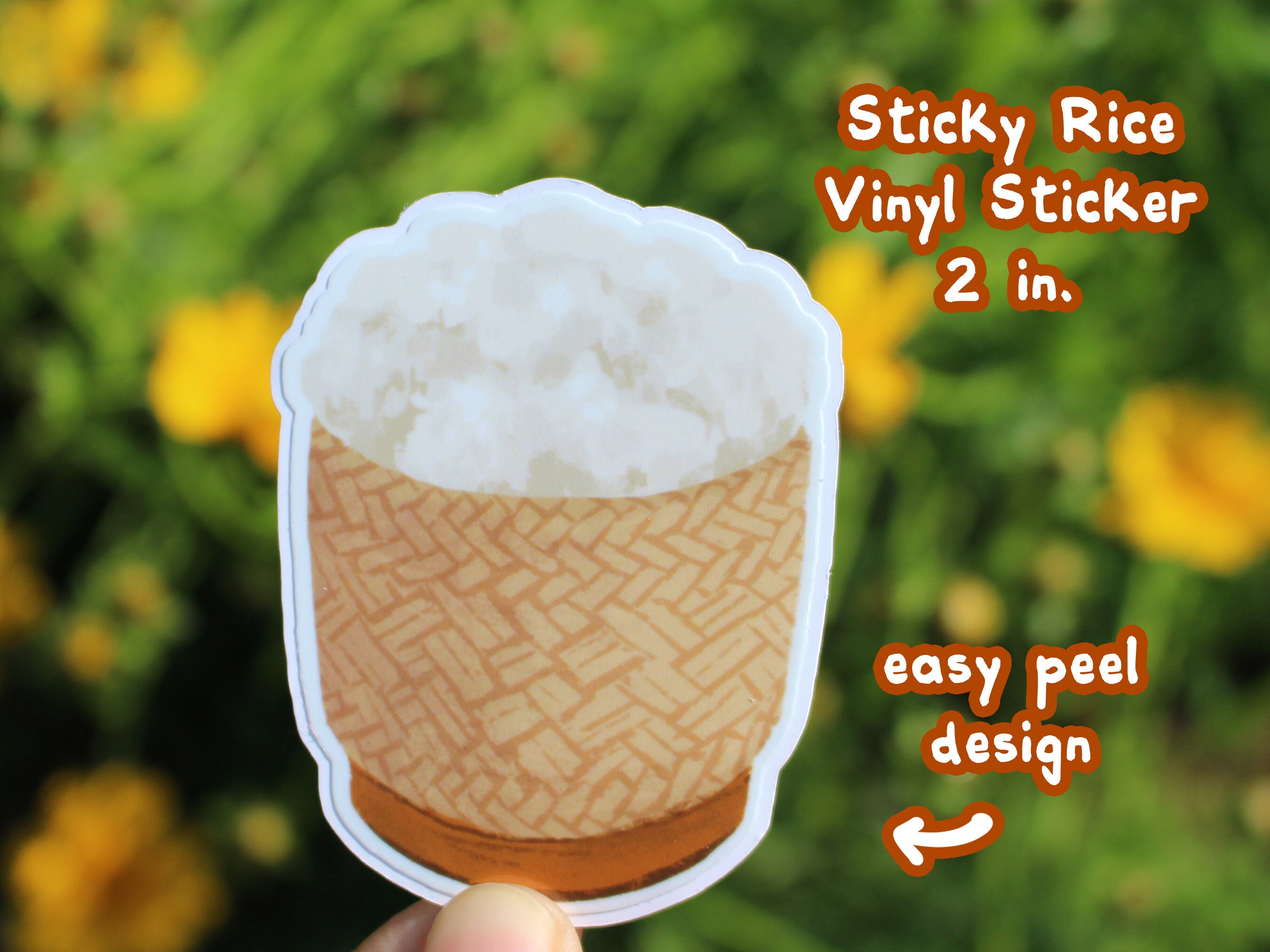 Sticky Rice Sticker | Water-resistant, Laminated, Vinyl Die-cut | Southeast Asian, Lao Food ...