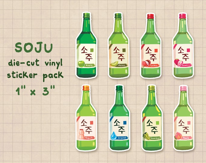 Korean Soju Bottle Die-cut Stickers | Water-resistant, Laminated, Vinyl ...