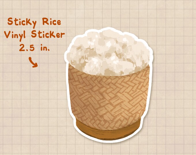Sticky Rice Sticker | Water-resistant, Laminated, Vinyl Die-cut ...