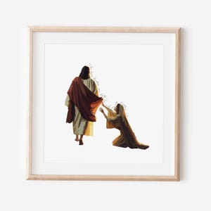Woman Touching Jesus' Robe Digital Art Faith Healing Artwork Christian ...