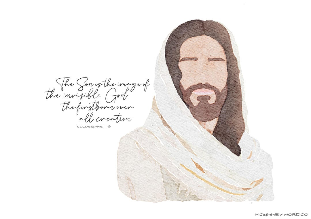Watercolor Jesus Art Colossians 1:15 Scripture Wall Art Christian Faith ...