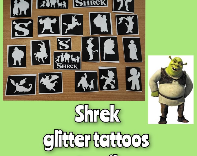 Shrek Glitter Tattoos Face Paint Stencils Birthday Partys - Etsy