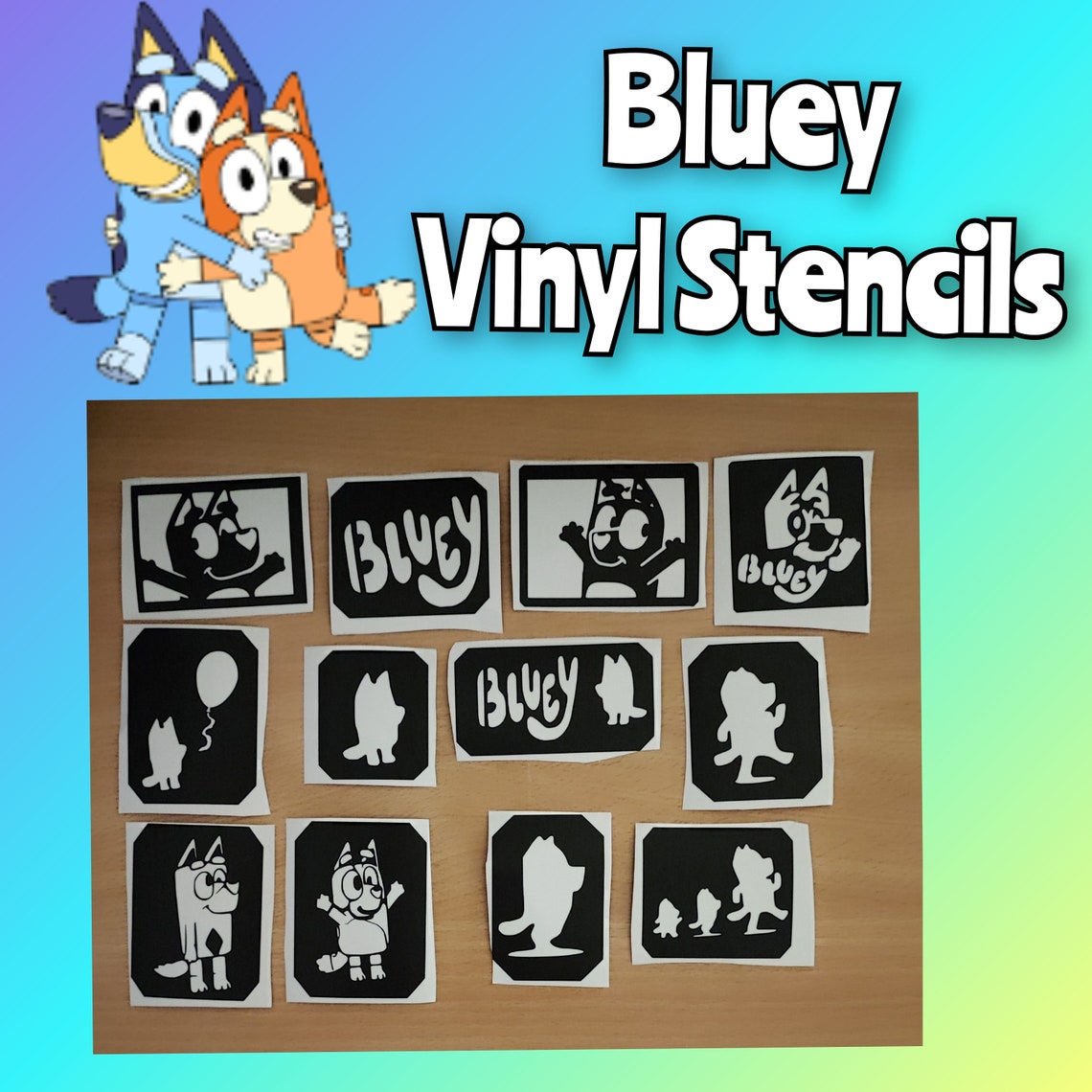 Bluey Glitter Tattoos Face Paint Stencils Birthday Partys Charity ...