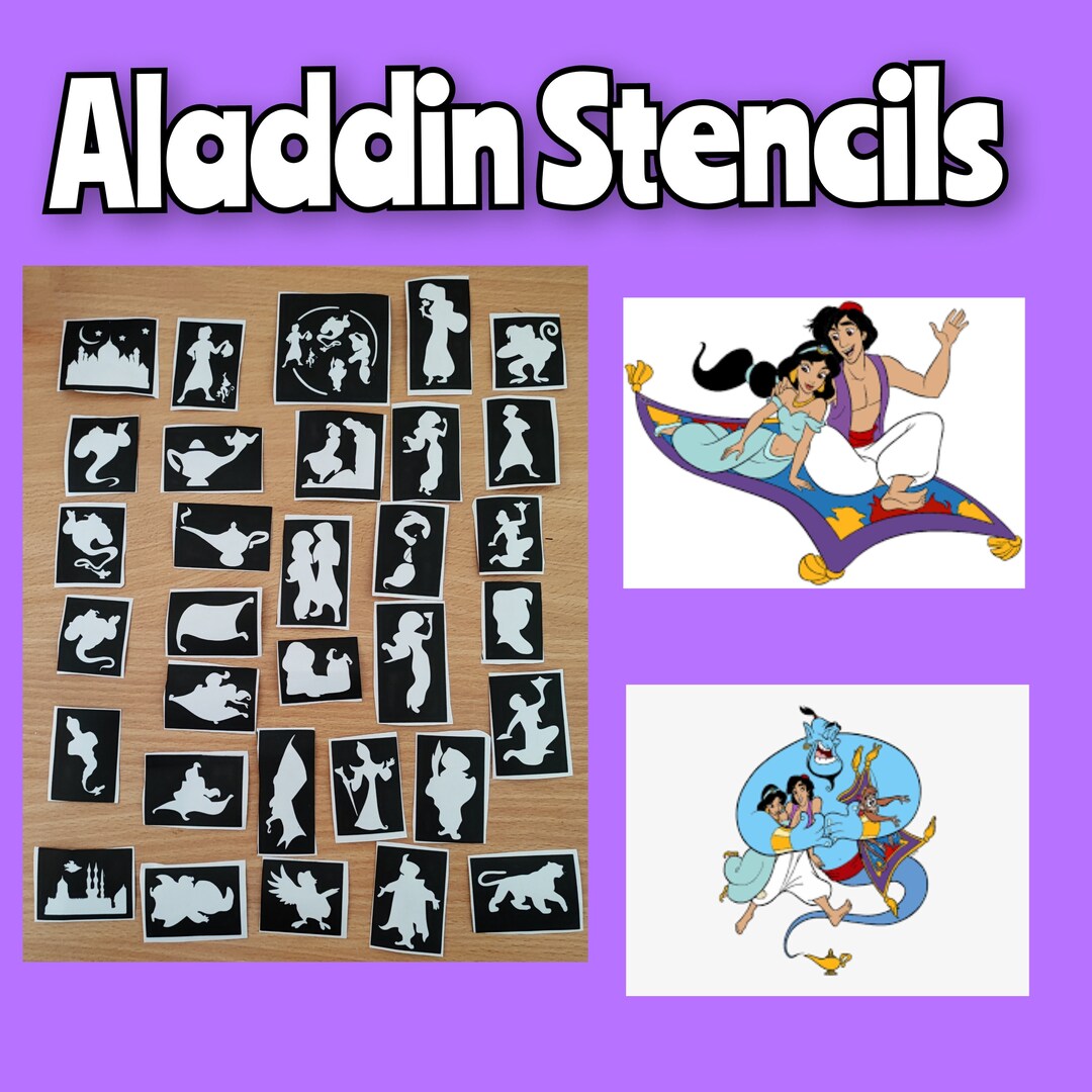 Aladdin Glitter Tattoos Face Paint Stencils Birthday Partys - Etsy UK