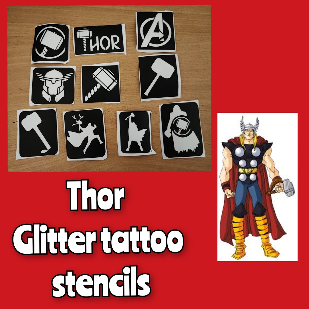 Thor Glitter Tattoos Face Paint Stencils Birthday Partys - Etsy