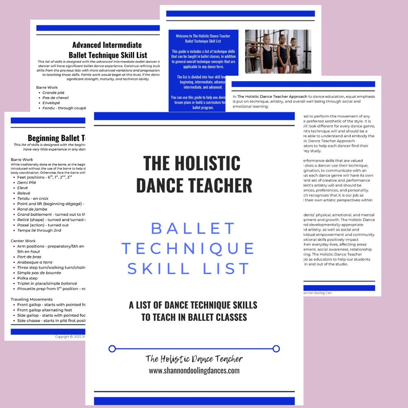 Ballet Technique Skill List - Etsy