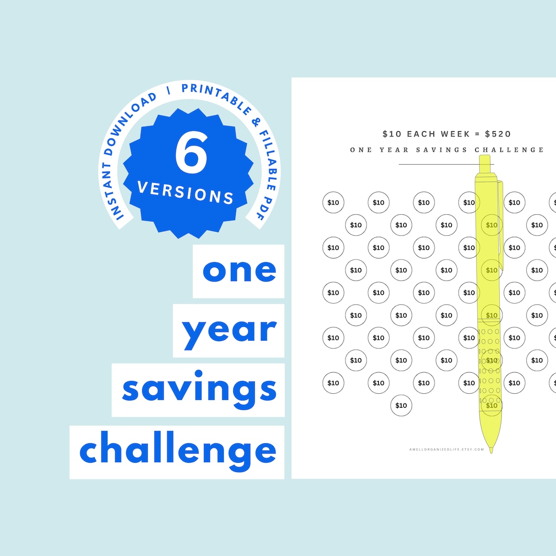 One Year Savings Challenge Printable, Money Savings,savings Challenge ...