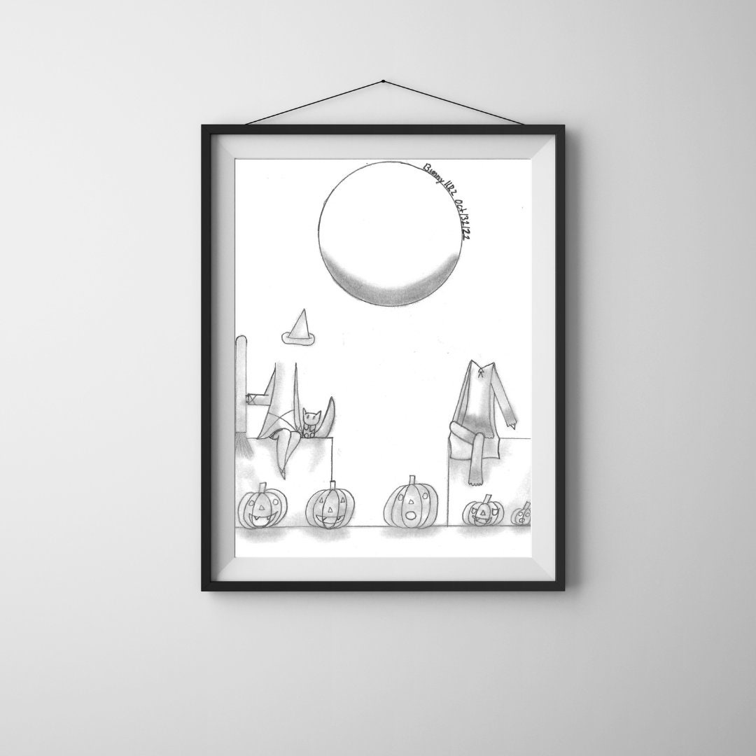 Black and White Headless Witch and Vampire of Halloween Night - Etsy