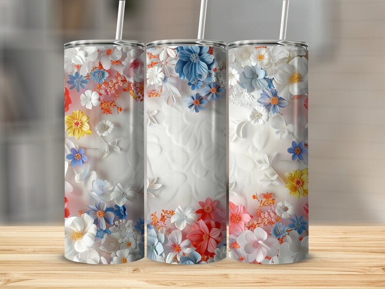 3d Floral Pattern Sublimation, Nautical Style Colorful Bloom Print ...