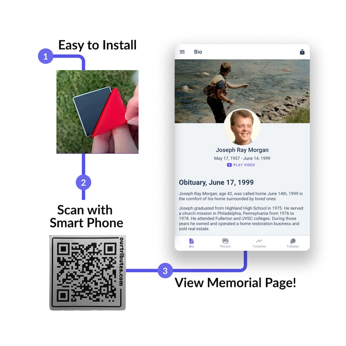 Stainless Steel Memorial QR Code Plaque and Memorial Webpage - Etsy