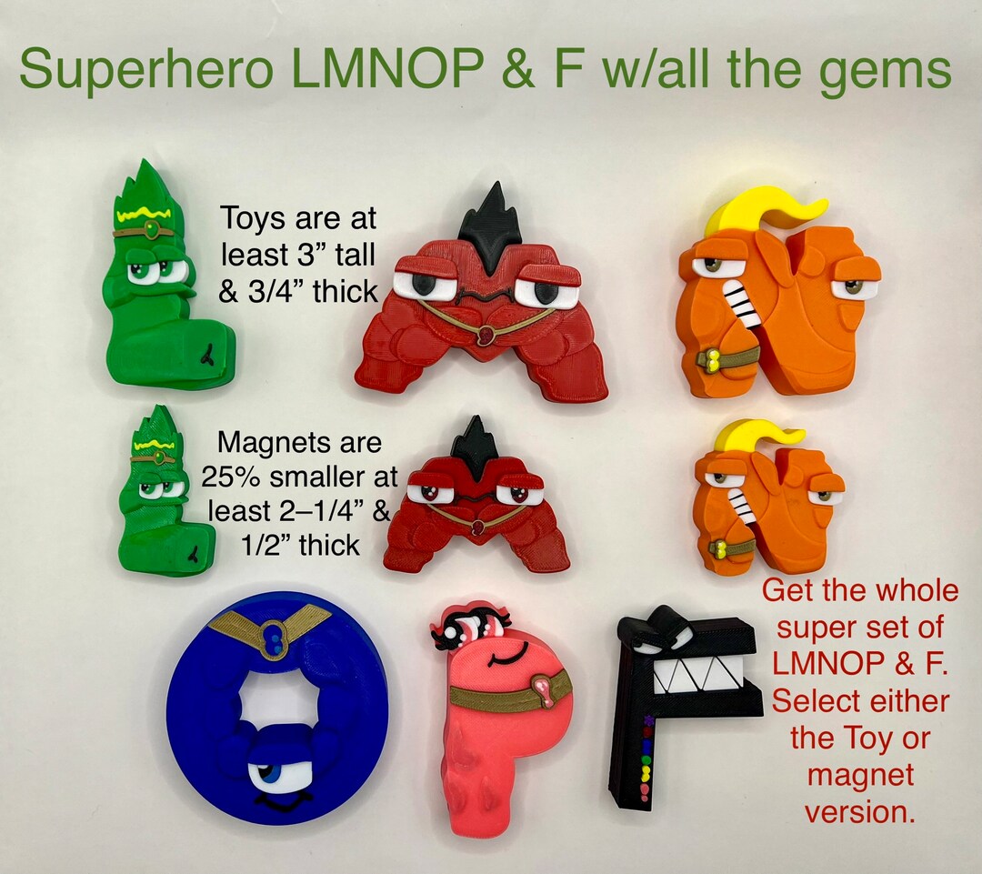 Toys Superheroes LMNOP & F With All the Gems Figures the Superheroes ...