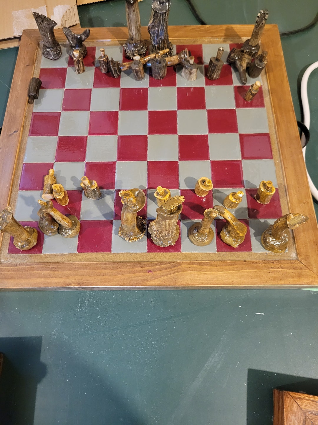 Handmade Maroon and Grey Chess Board - Etsy