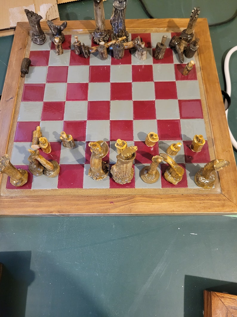 Handmade Maroon and Grey Chess Board - Etsy
