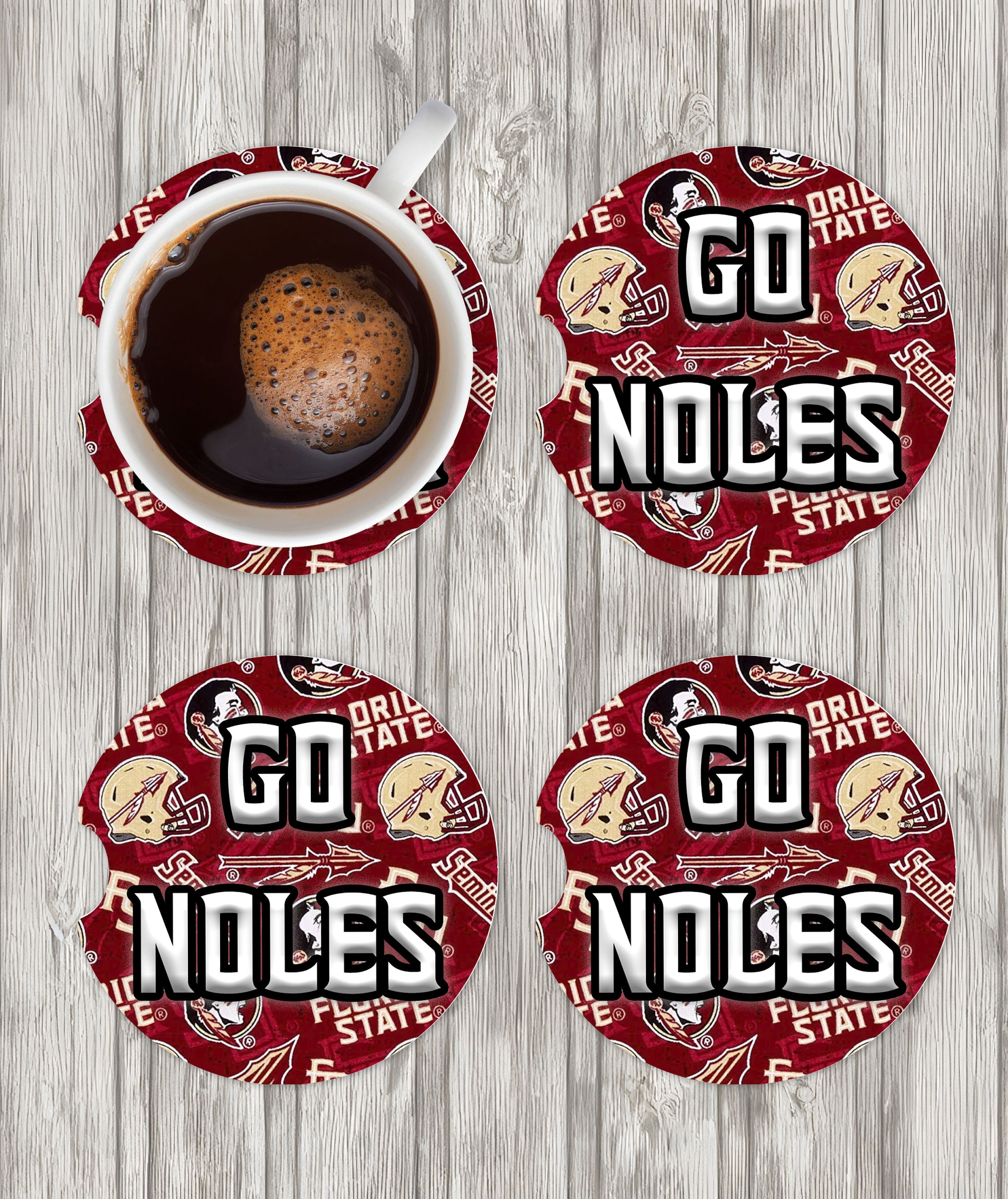 Seminoles Influenced Ceramic Car Coasters Florida State University Car ...