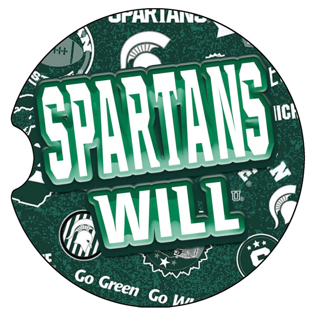 MSU Spartan Influenced Ceramic Car Coasters-michigan State University ...