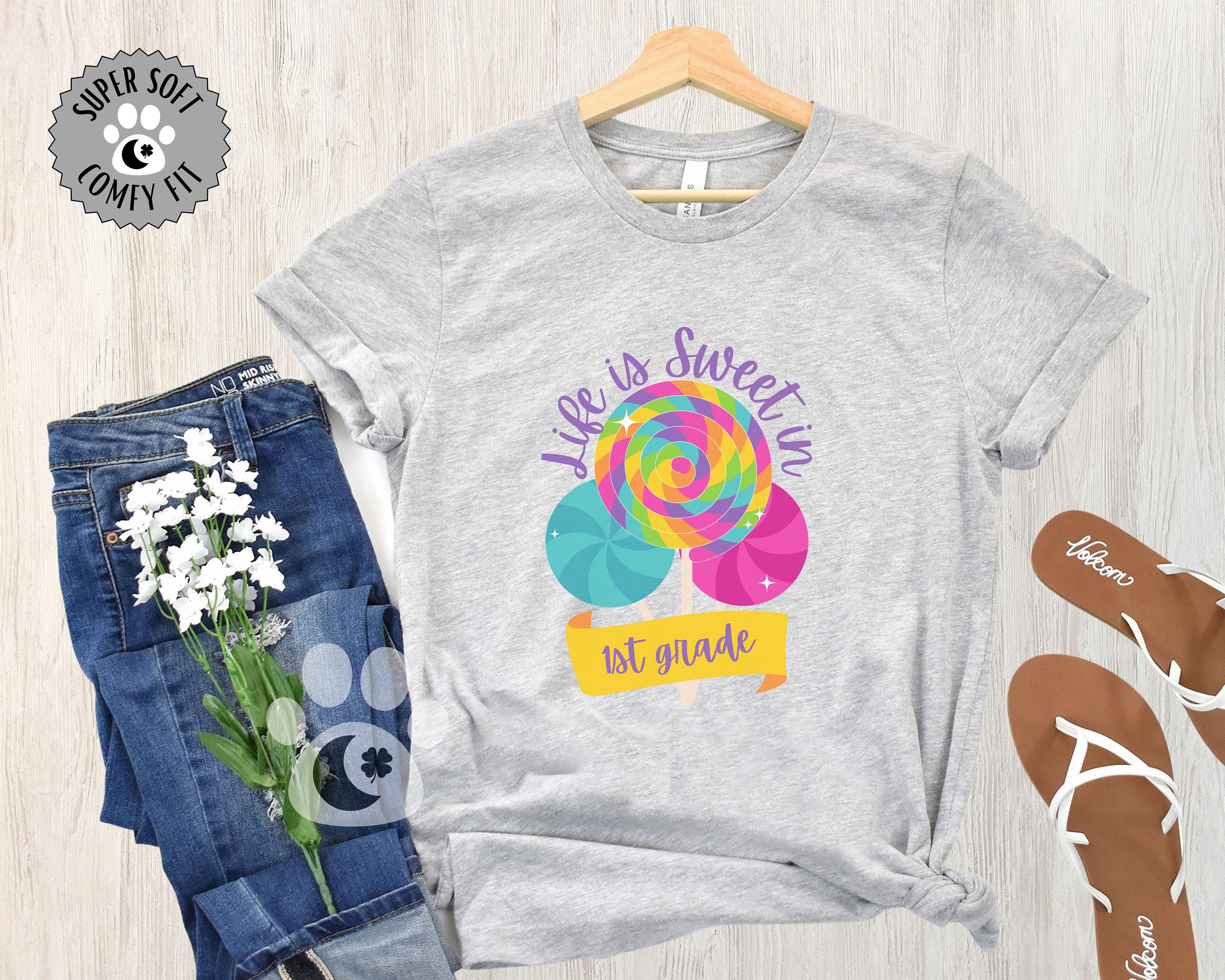 Life is Sweet in 1st Grade Life is Sweet Grade Level Shirt Lollipop ...