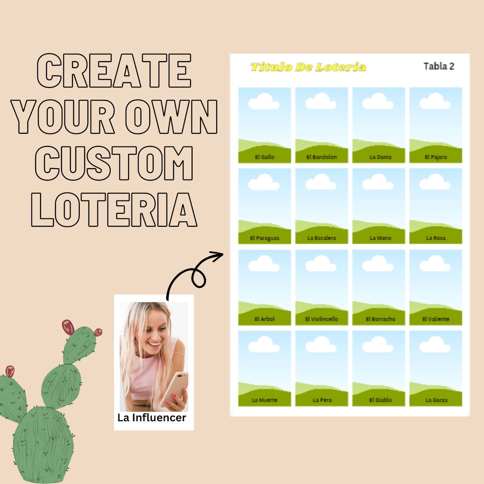 Custom Loteria | Loteria Template *digital Download and Customizable ...