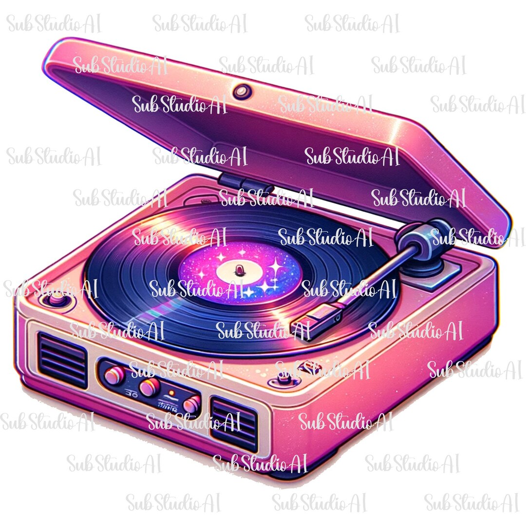 Pink Record Player Sublimation Design Digital Download Commercial Use ...