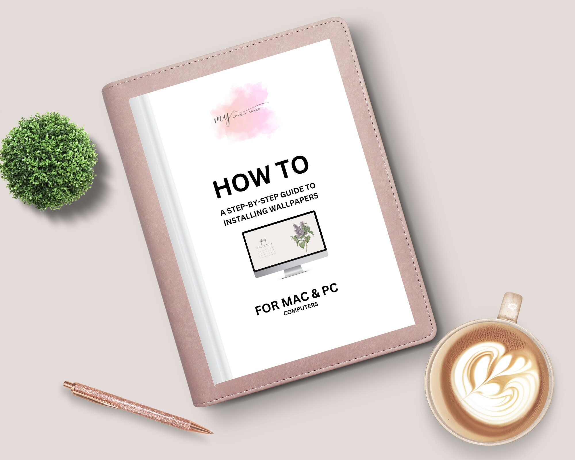 Desktop Organizer Wallpaper 2023, Monthly Calendar, Watercolor ...