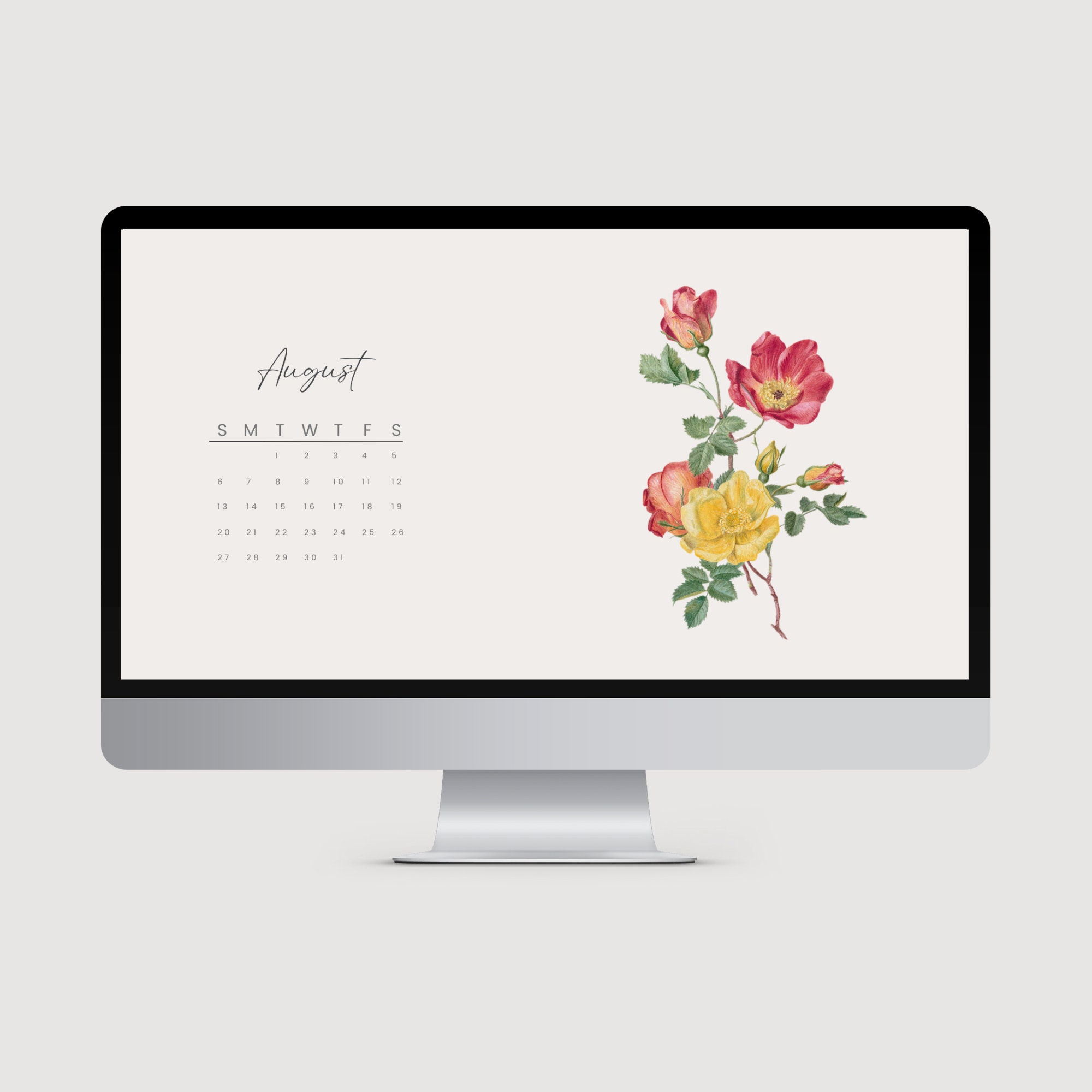 Desktop Organizer Wallpaper 2023, Monthly Calendar, Watercolor ...