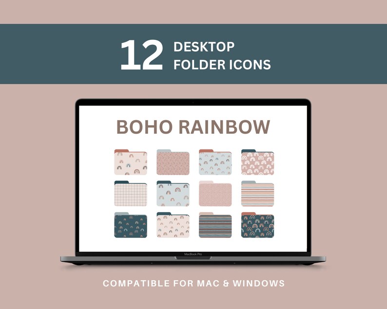 Desktop Folder Icons BOHO Rainbows INSTANT DOWNLOAD - Etsy