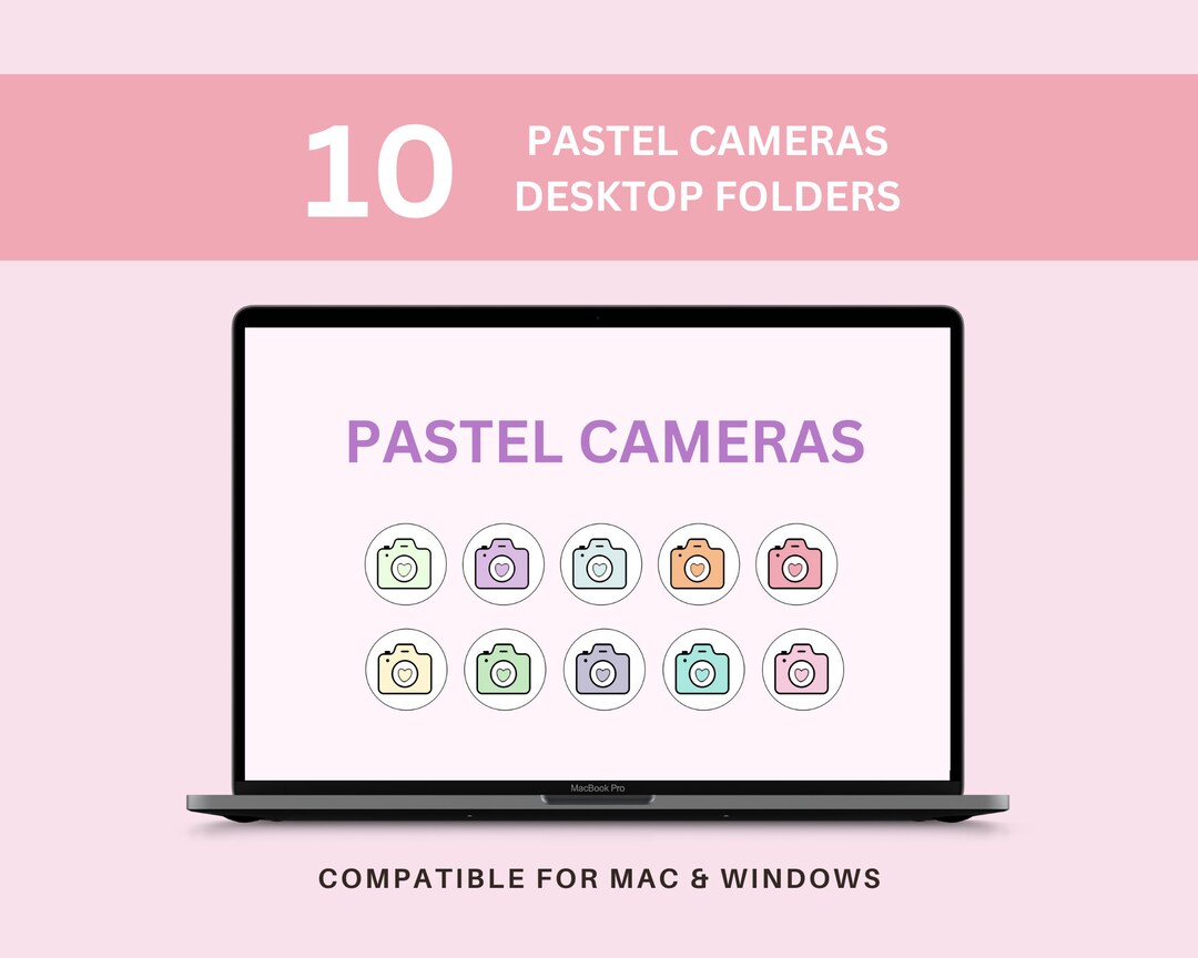 Desktop Folder Icons, Pastel Cameras, INSTANT DOWNLOAD, Aesthetic ...