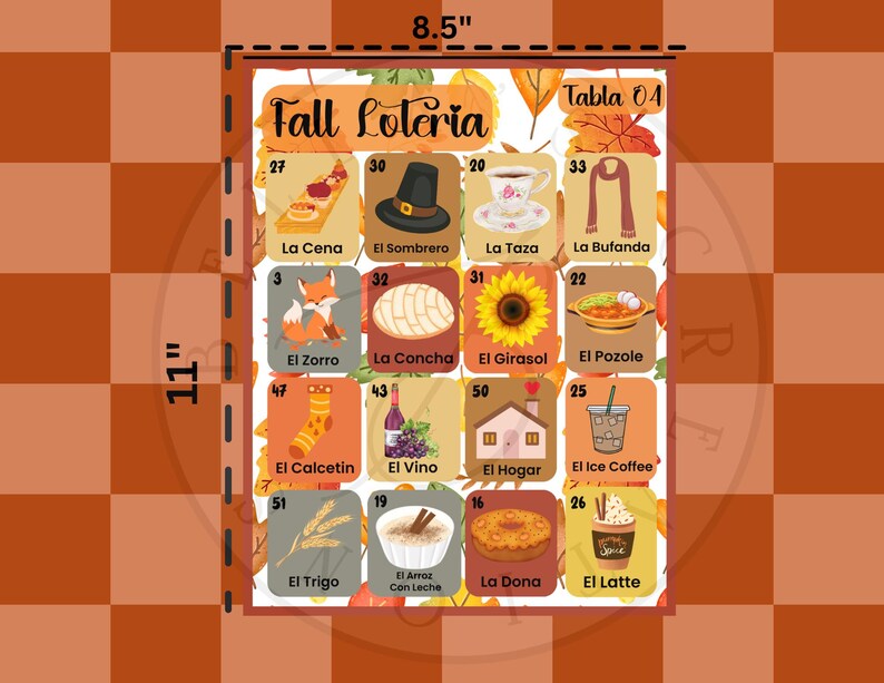 Fall Theme Loteria| Thanksgiving Loteria| Loteria De Otoño| 15 Decks ...