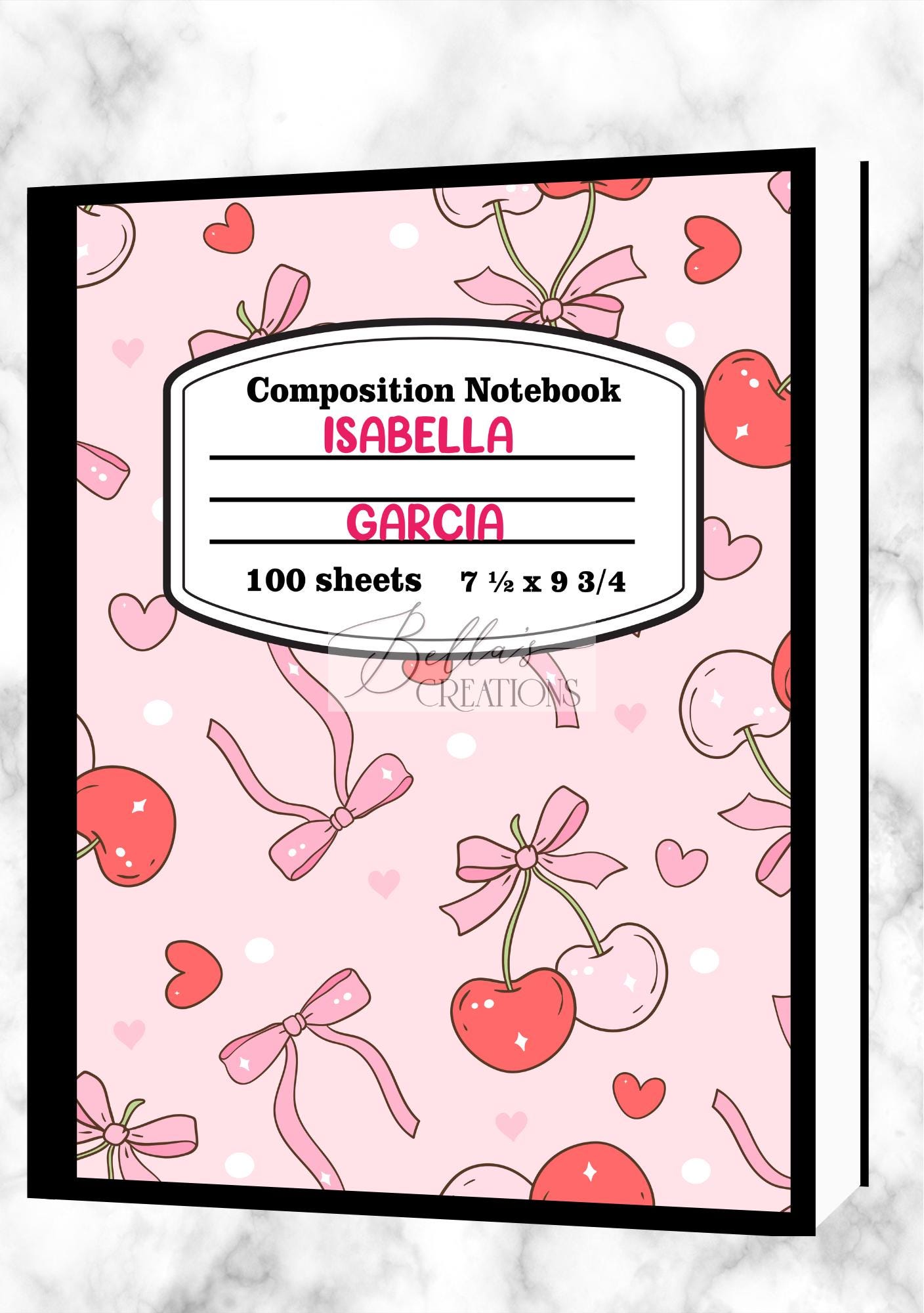 Composition Notebook Covers| Bows and Cheeries |coquette Vibes| Digital ...