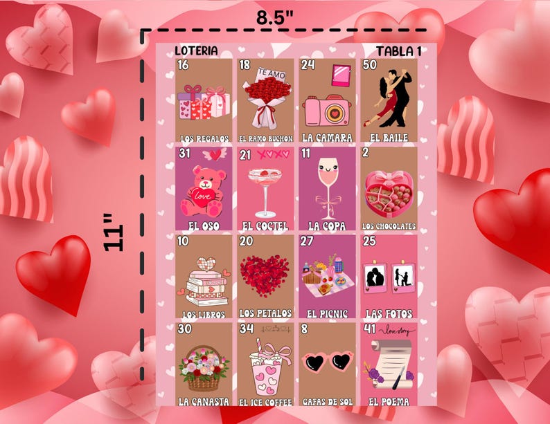 Valentine's Loteria| Bingo Game| Spanish Loteria| 30 Tableros Para ...