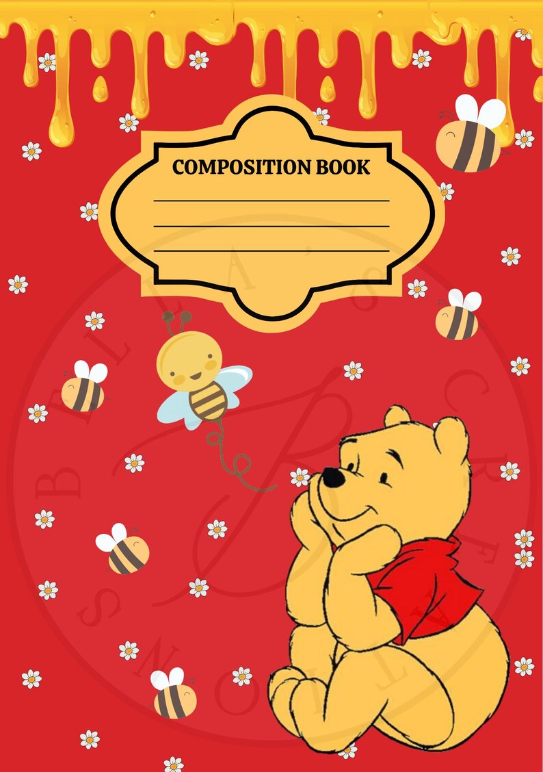 Composition Books Covers| Png Files| Digital Files| Bear With Honey ...