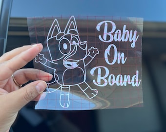 Bluey Inspired, Baby on Board Car Window Decal Sticker - Etsy