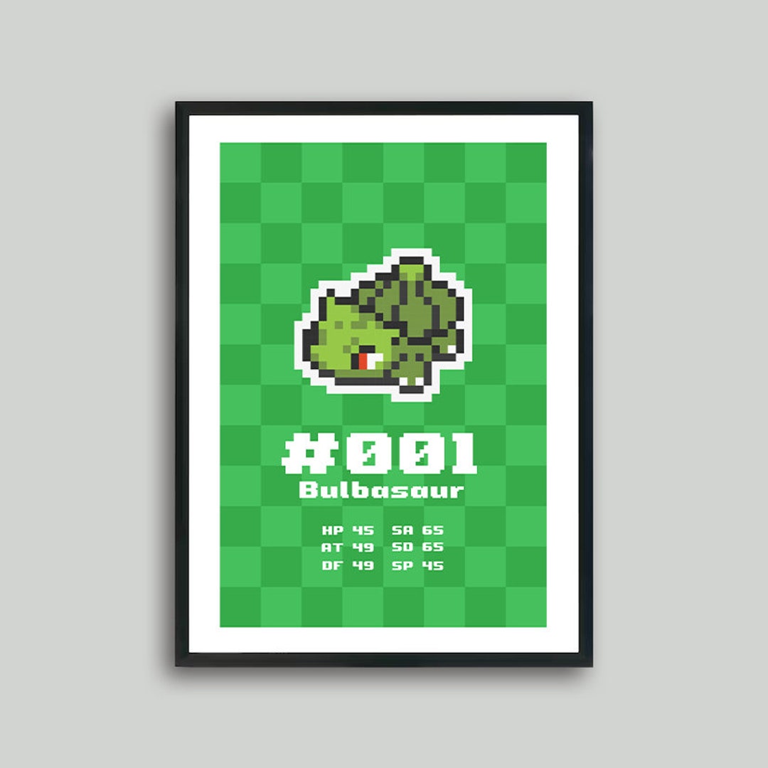 Minimal Pixel Bulbasaur Sprite Pokemon Wall Art Poster - Etsy
