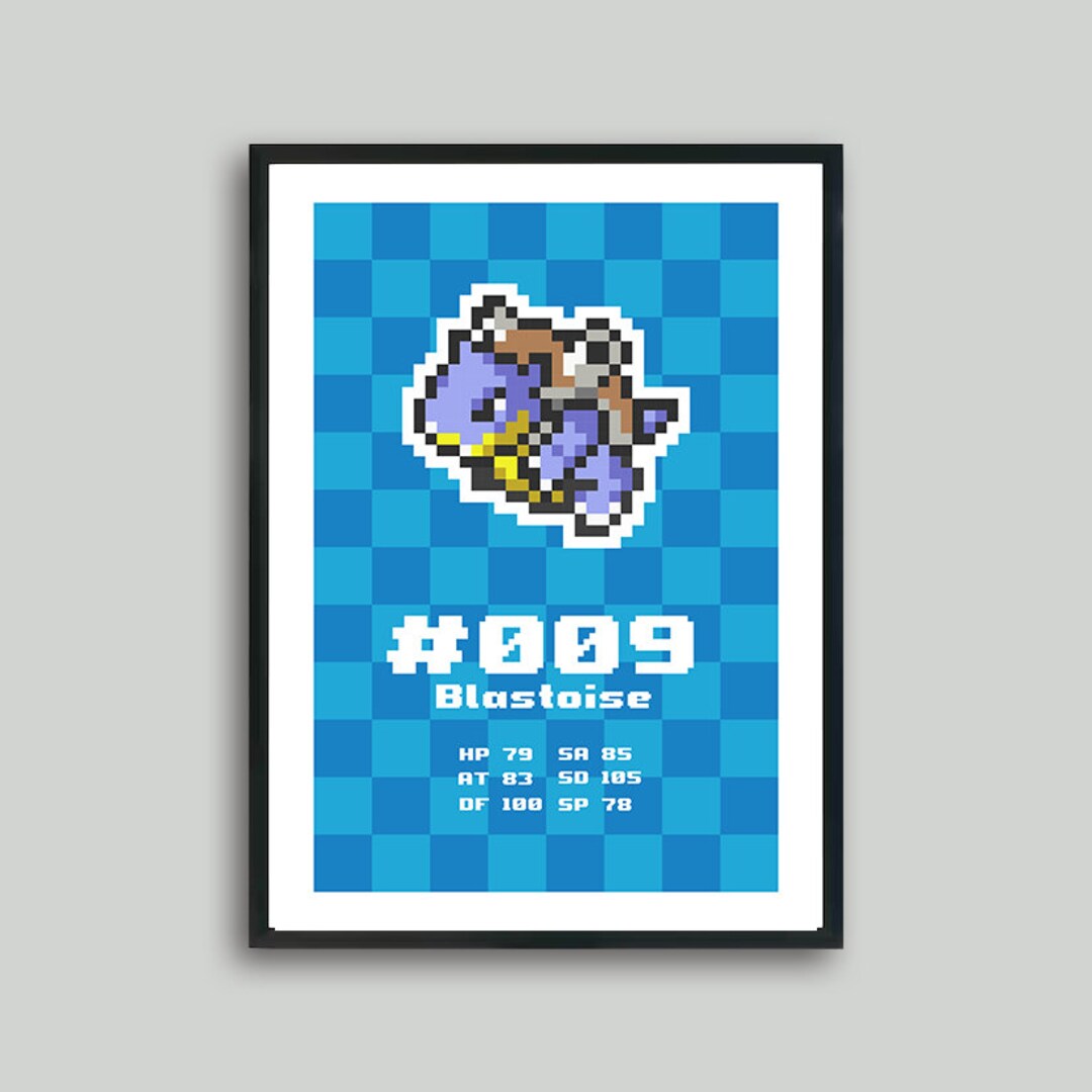 Minimal Pixel Blastoise Sprite Pokemon Wall Art Poster - Etsy