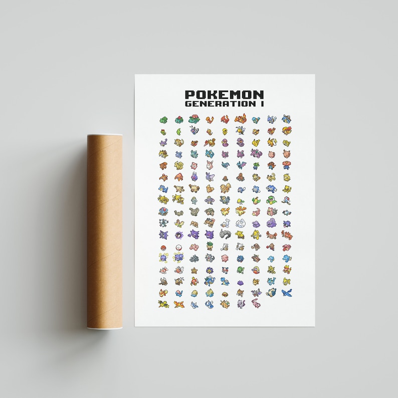 GEN 01 Minimal Pixel Sprite Pokemon Wall Art Poster - Etsy