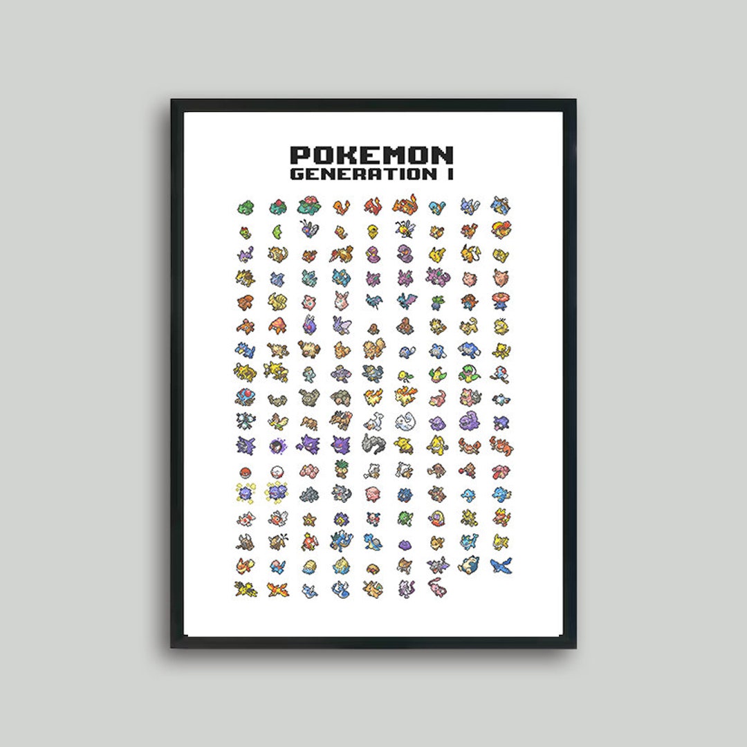 GEN 01 Minimal Pixel Sprite Pokemon Wall Art Poster - Etsy