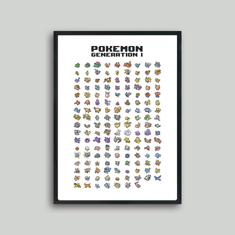 GEN 01 Minimal Pixel Sprite Pokemon Wall Art Poster - Etsy