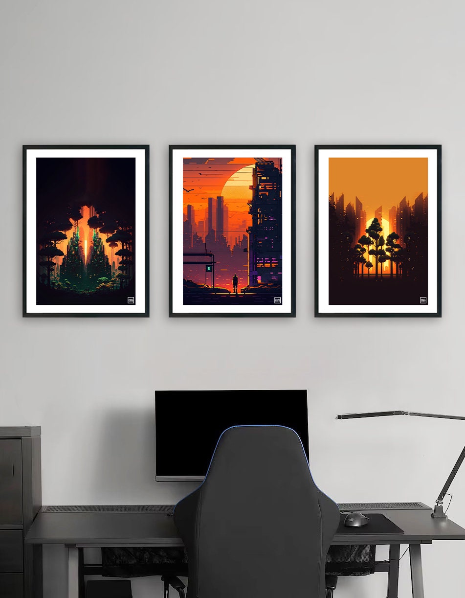 Industrial Dystopian Pixel City Aesthetic Gamer Wall Art Poster - Etsy