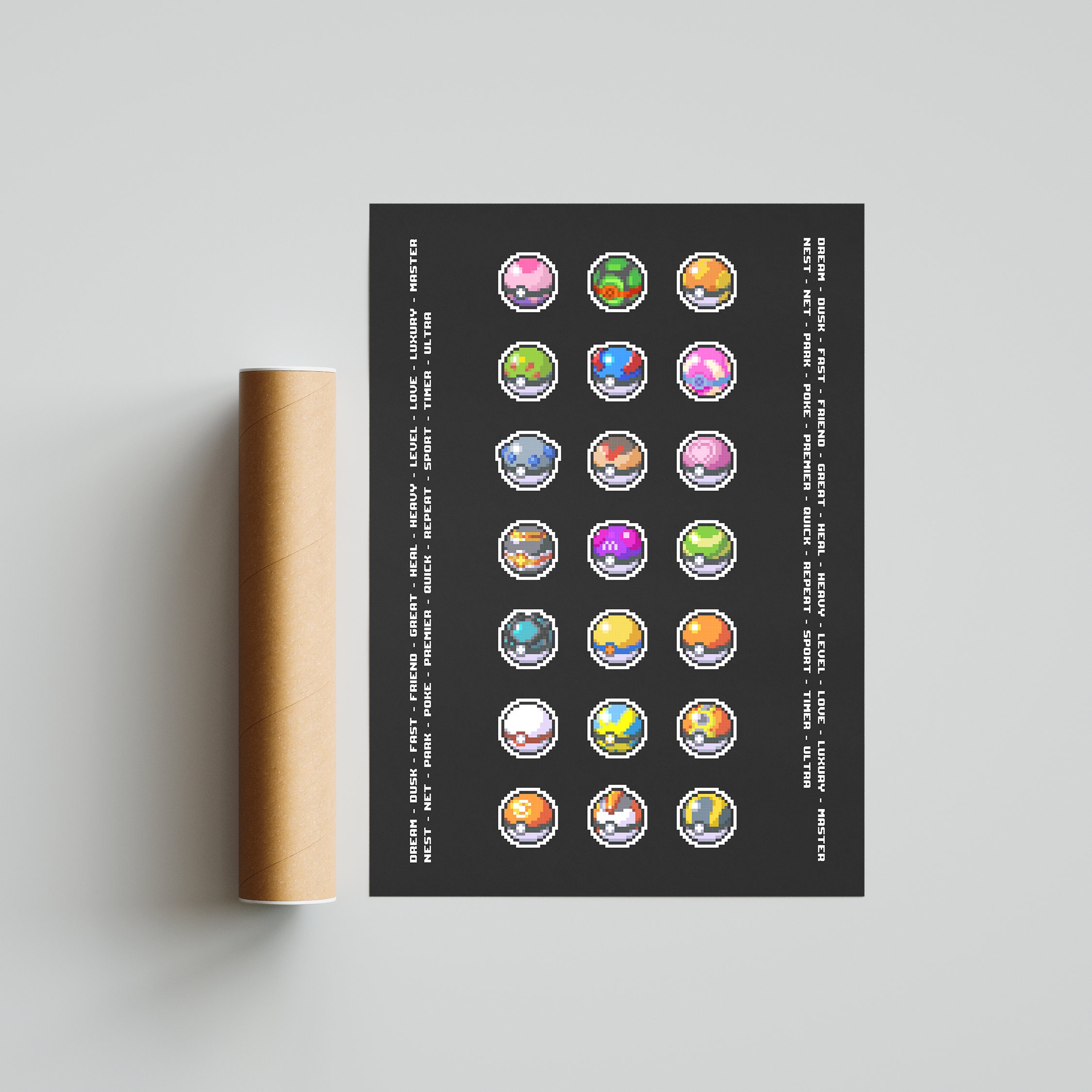 Pokeball Minimal Pixel Sprite Pokemon Wall Art Poster - Etsy