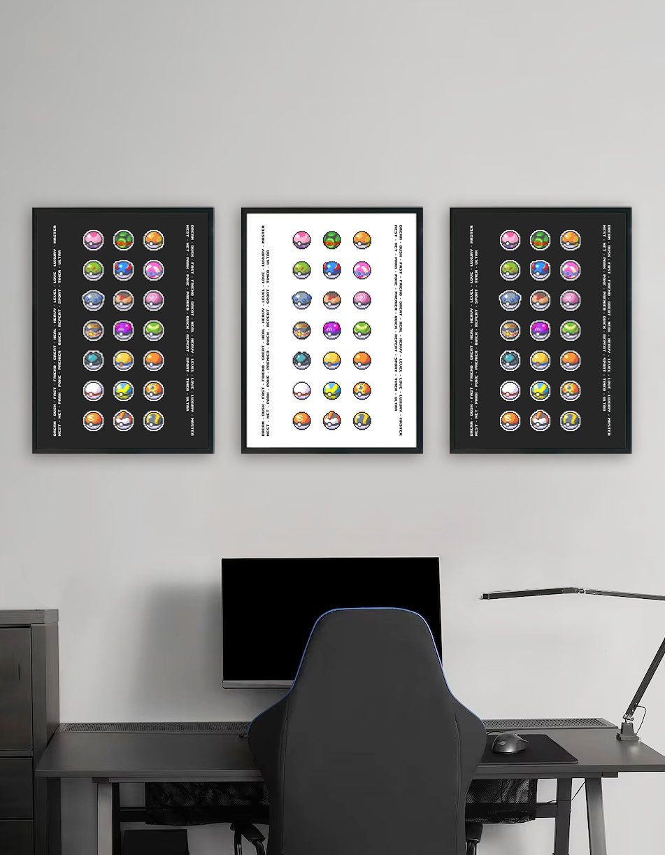 Pokeball Minimal Pixel Sprite Pokemon Wall Art Poster - Etsy