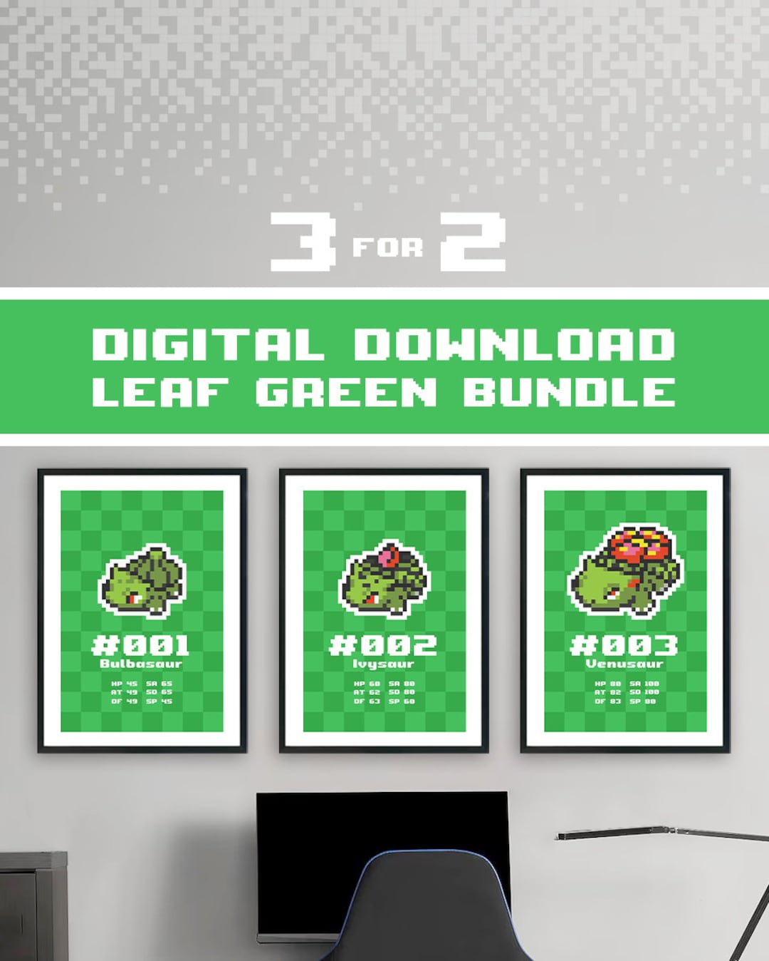 Digital Download Leaf Green Bulbasaur Ivysaur Venusaur Sprite Pokemon ...