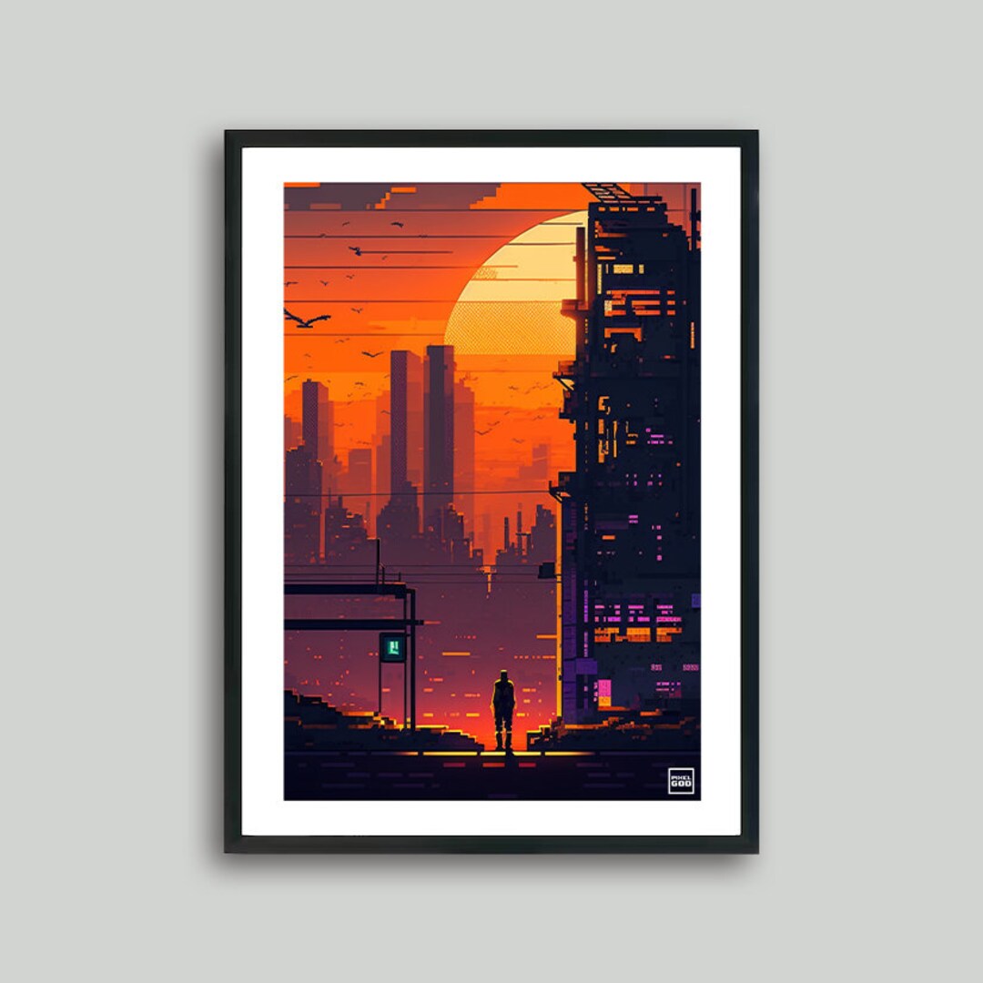 Industrial Dystopian Pixel City Aesthetic Gamer Wall Art Poster - Etsy
