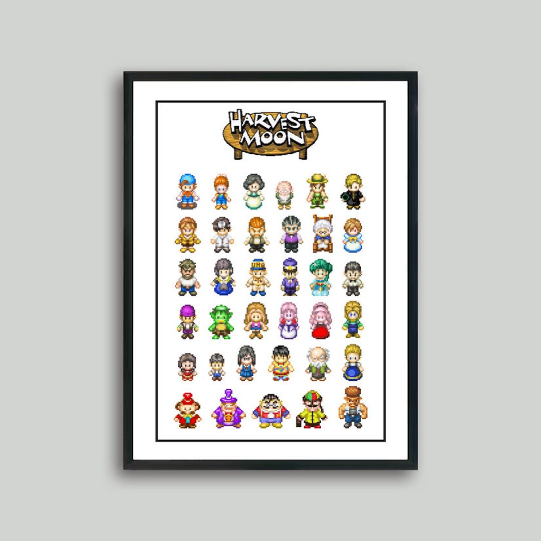 Harvest Moon PRINTABLE Characters and Friends Minimal Pixel Sprite Art ...