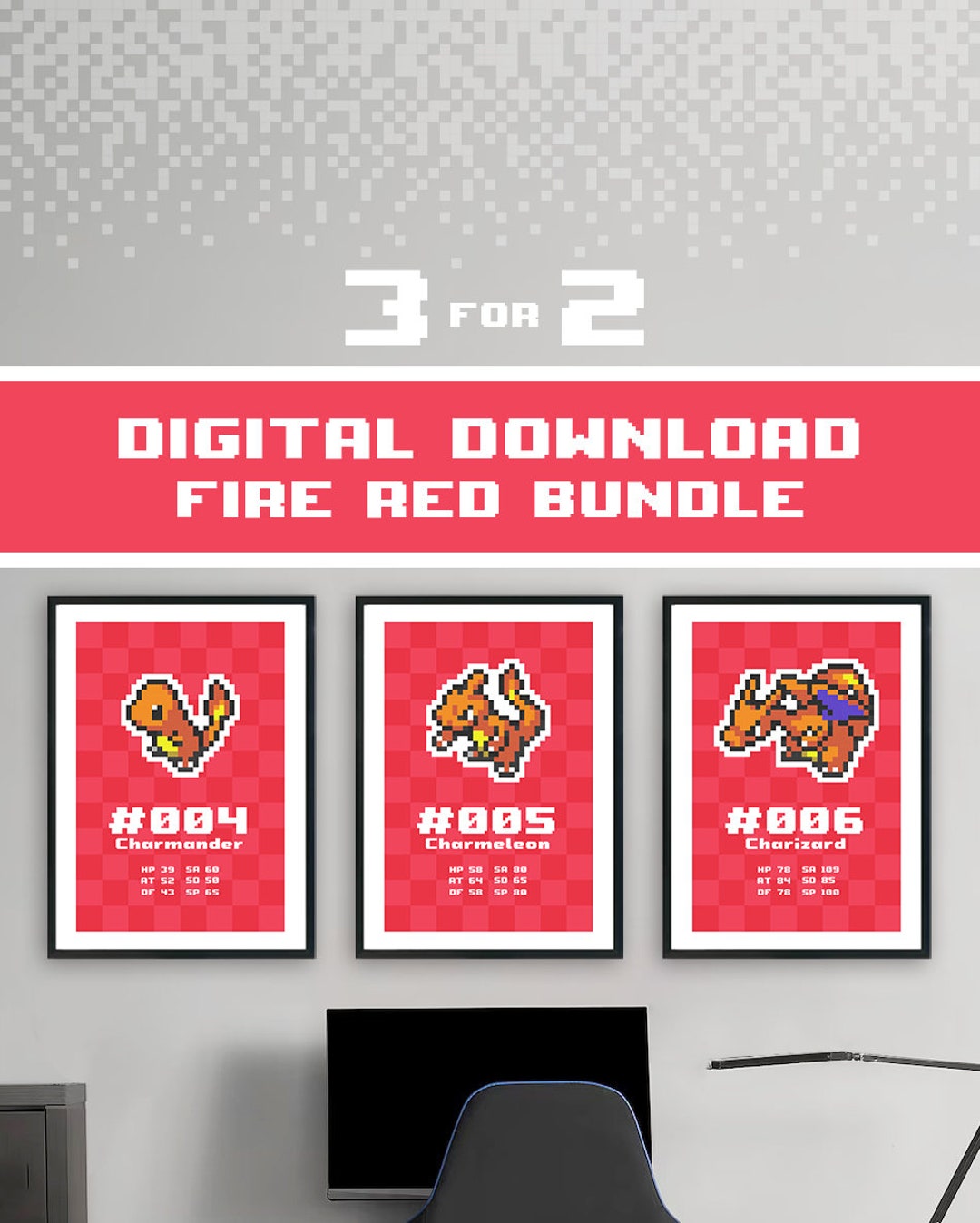 Digital Download Fire Red Charmander Charmeleon Charizard Sprite ...