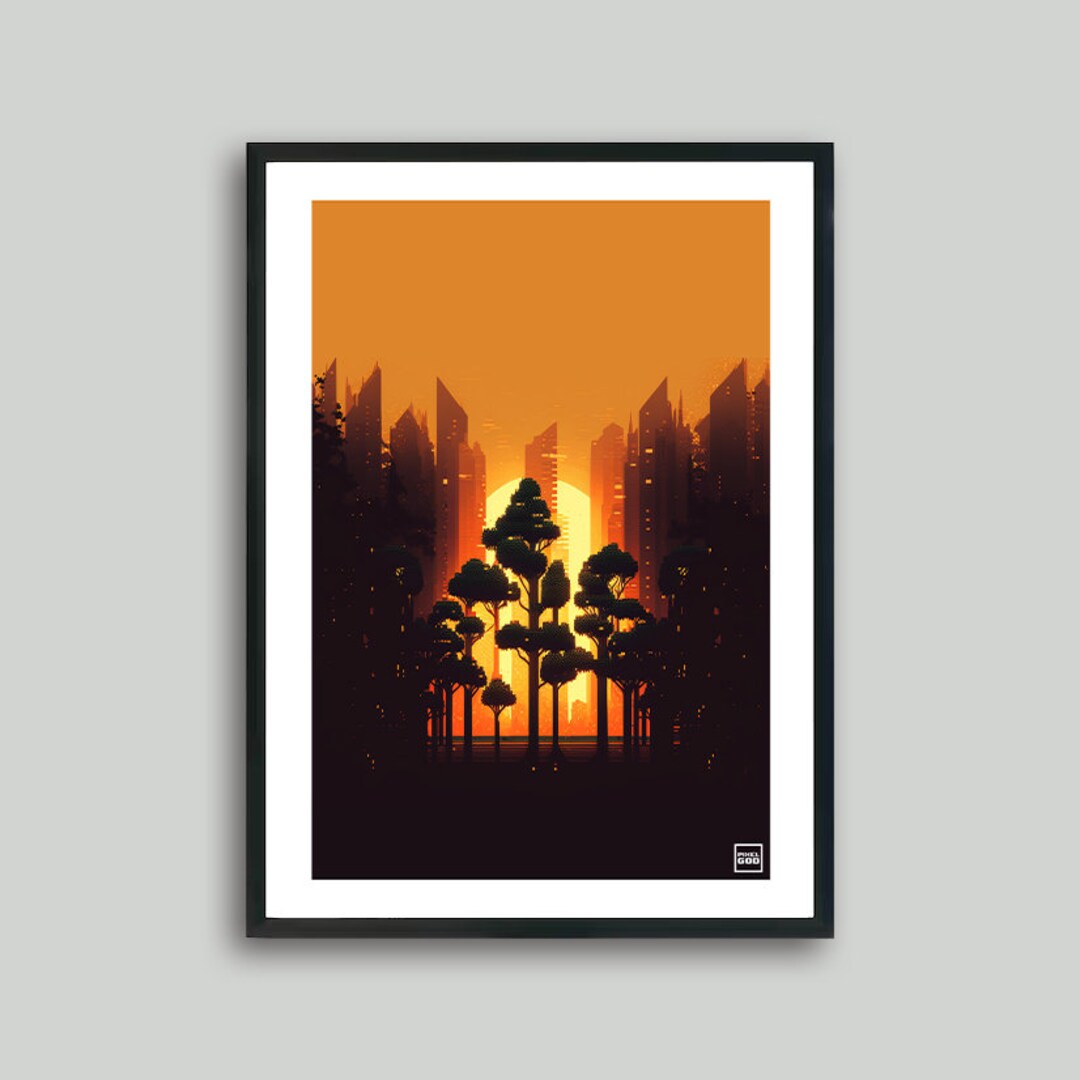 Forest Solarpunk Pixel City V2 Aesthetic Gamer Wall Art Poster - Etsy